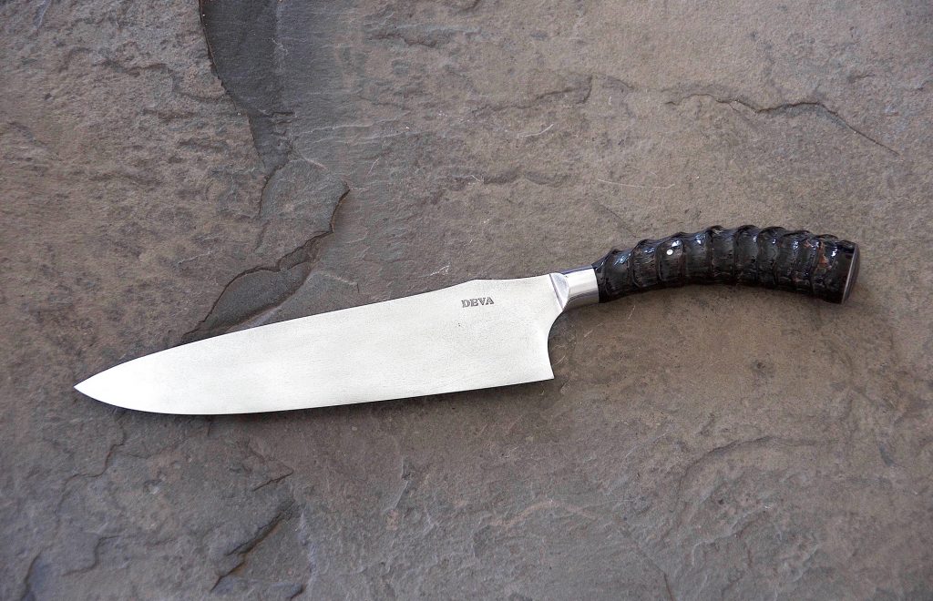 Chef Knife—Carbon Steel and Gazelle horn — Couteaux Deva